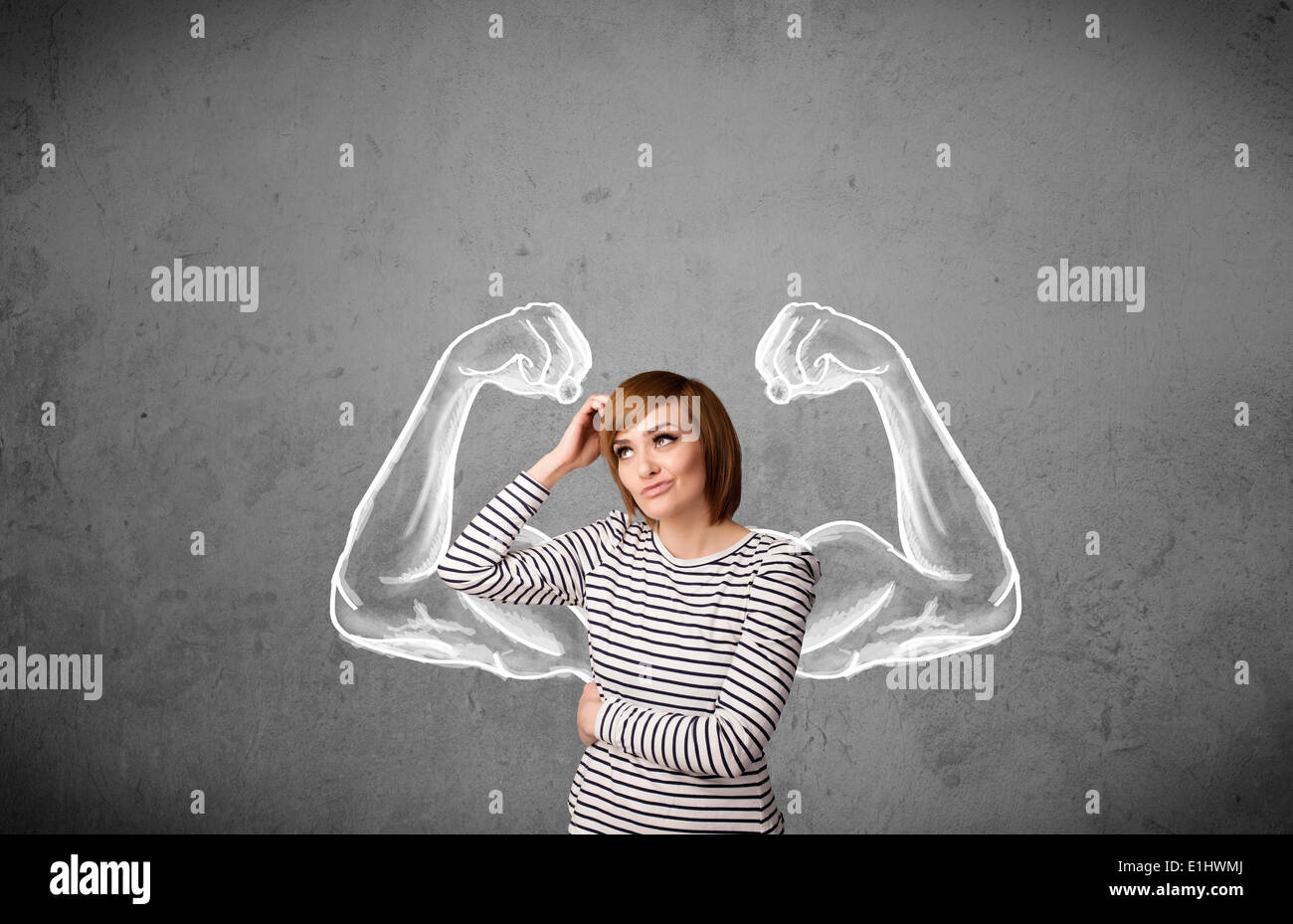 Young woman strong muscled arms hi-res stock photography and images - Alamy