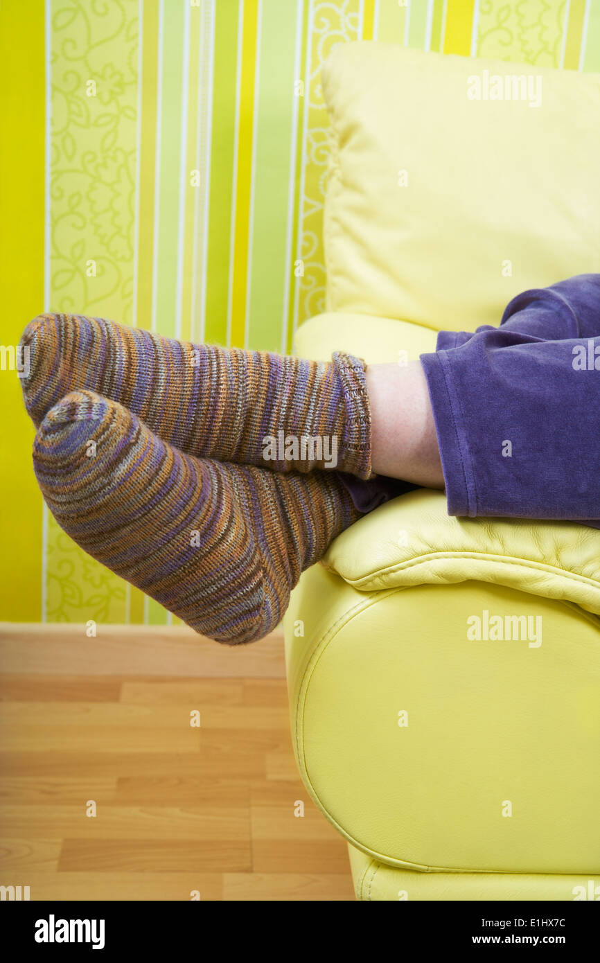 Mid adult woman wearing handmade socks hi-res stock photography and ...