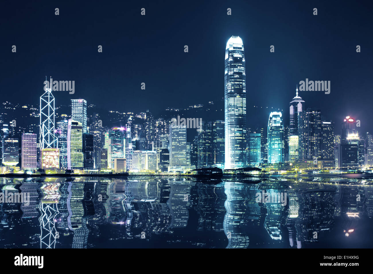 Hong Kong skyline at night Stock Photo - Alamy