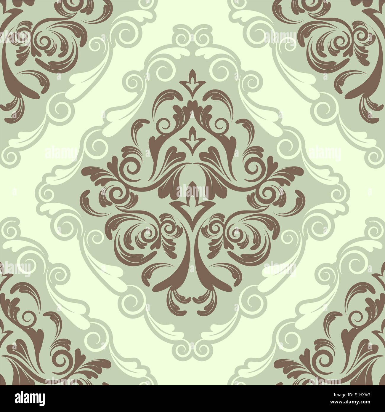 Green floral damask hi-res stock photography and images - Alamy