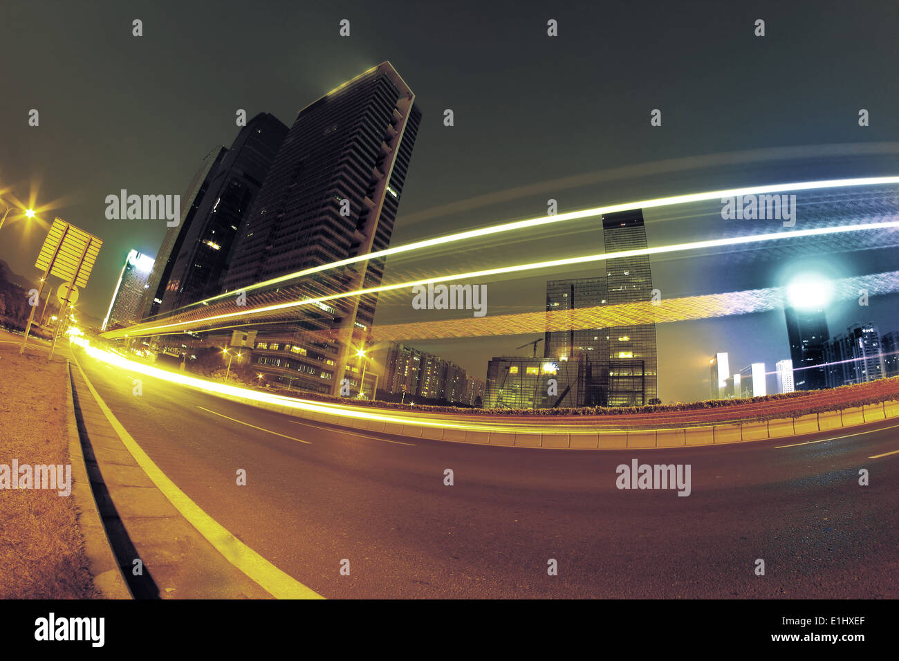 The city and the road at night Stock Photo - Alamy