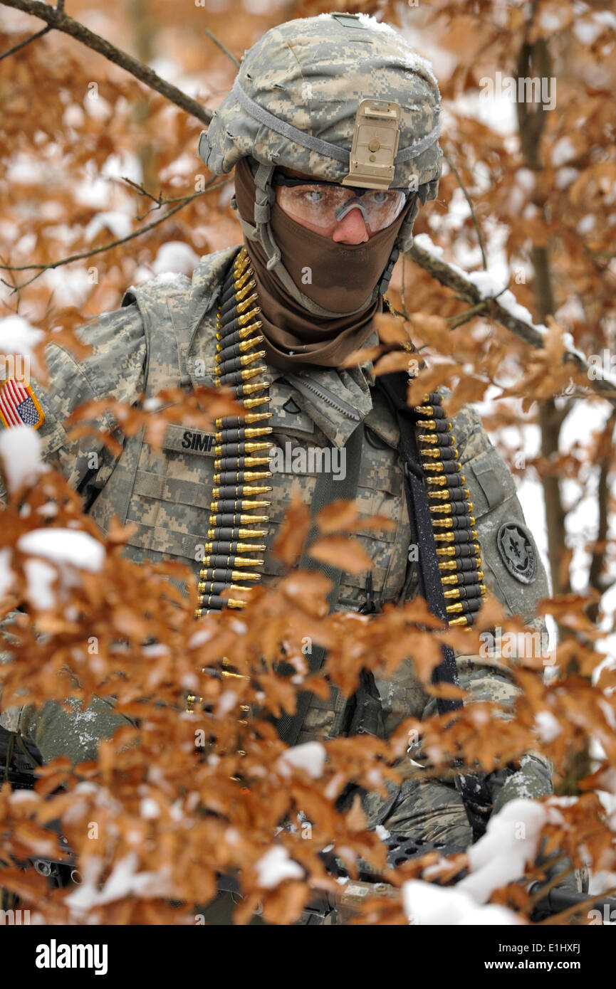 U.S. Army Pfc. Dylan Simpson, assigned to Kilo Troop, 3rd Squadron, 2nd ...