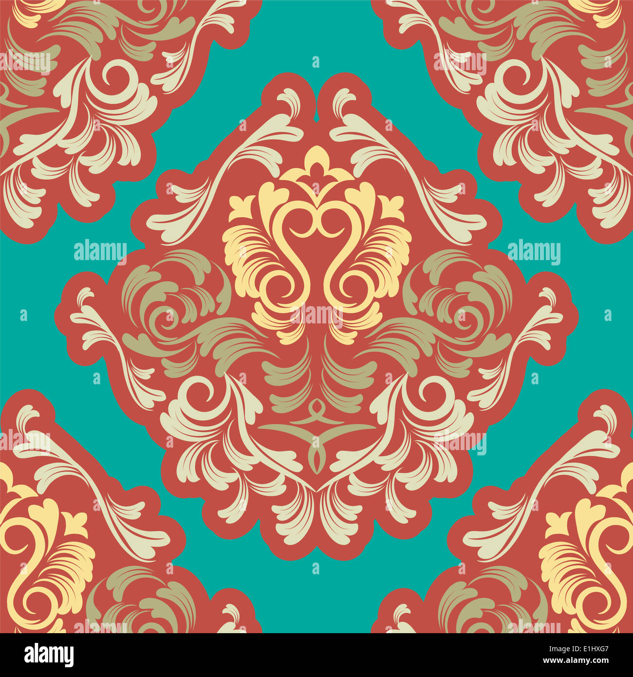 Green floral damask hi-res stock photography and images - Alamy