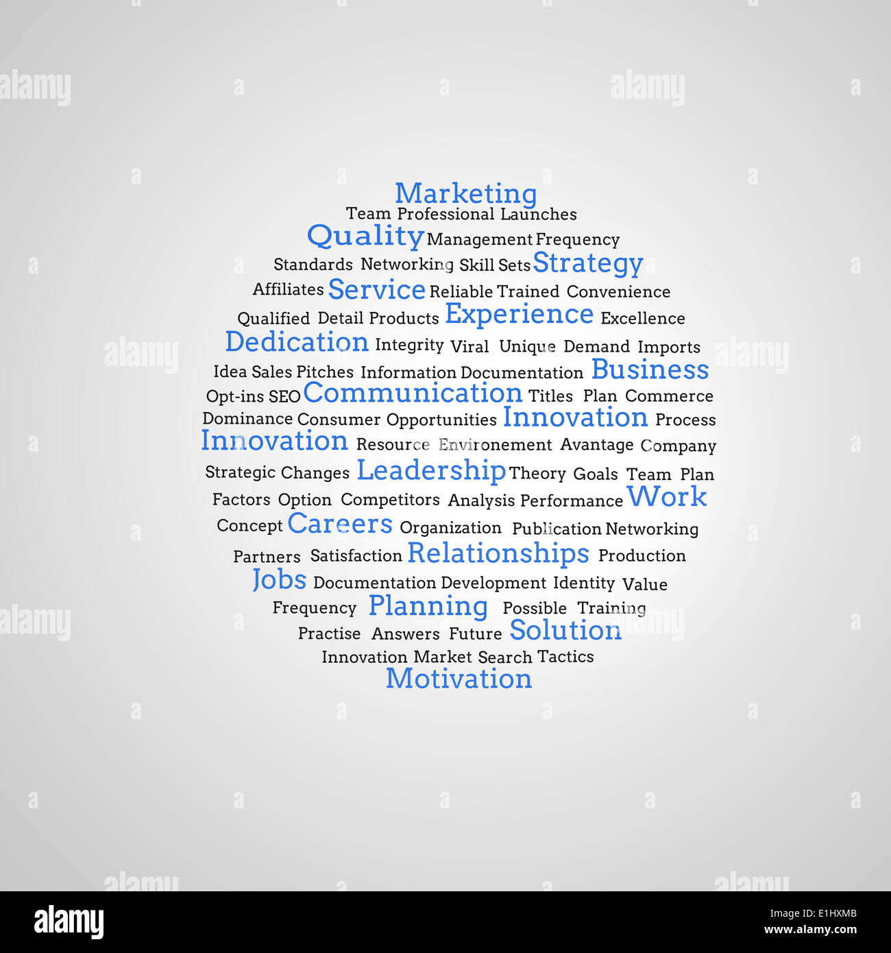 Group of blue marketing terms Stock Photo - Alamy