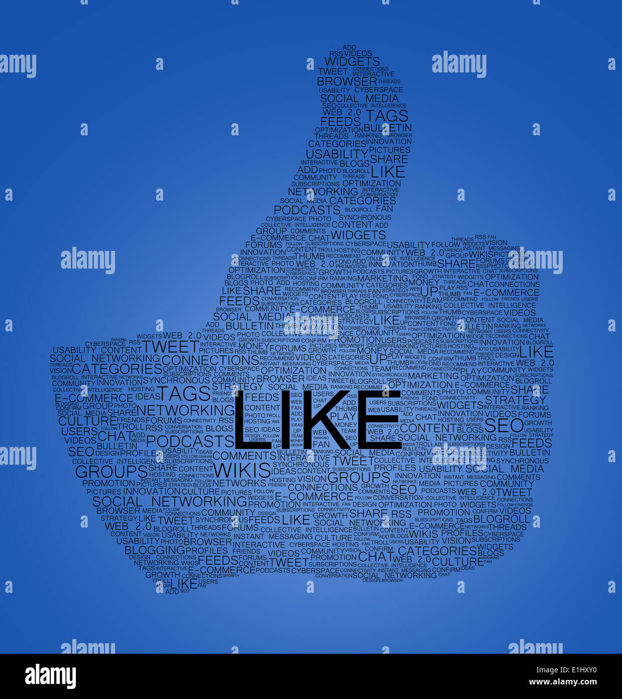Various words forming a hand with thumb up Stock Photo - Alamy