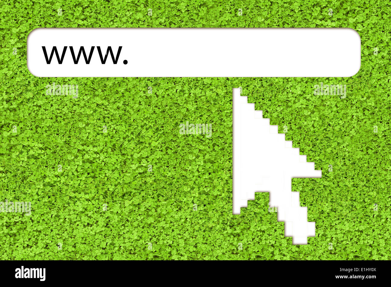 Big computer arrow pointing to url link Stock Photo - Alamy