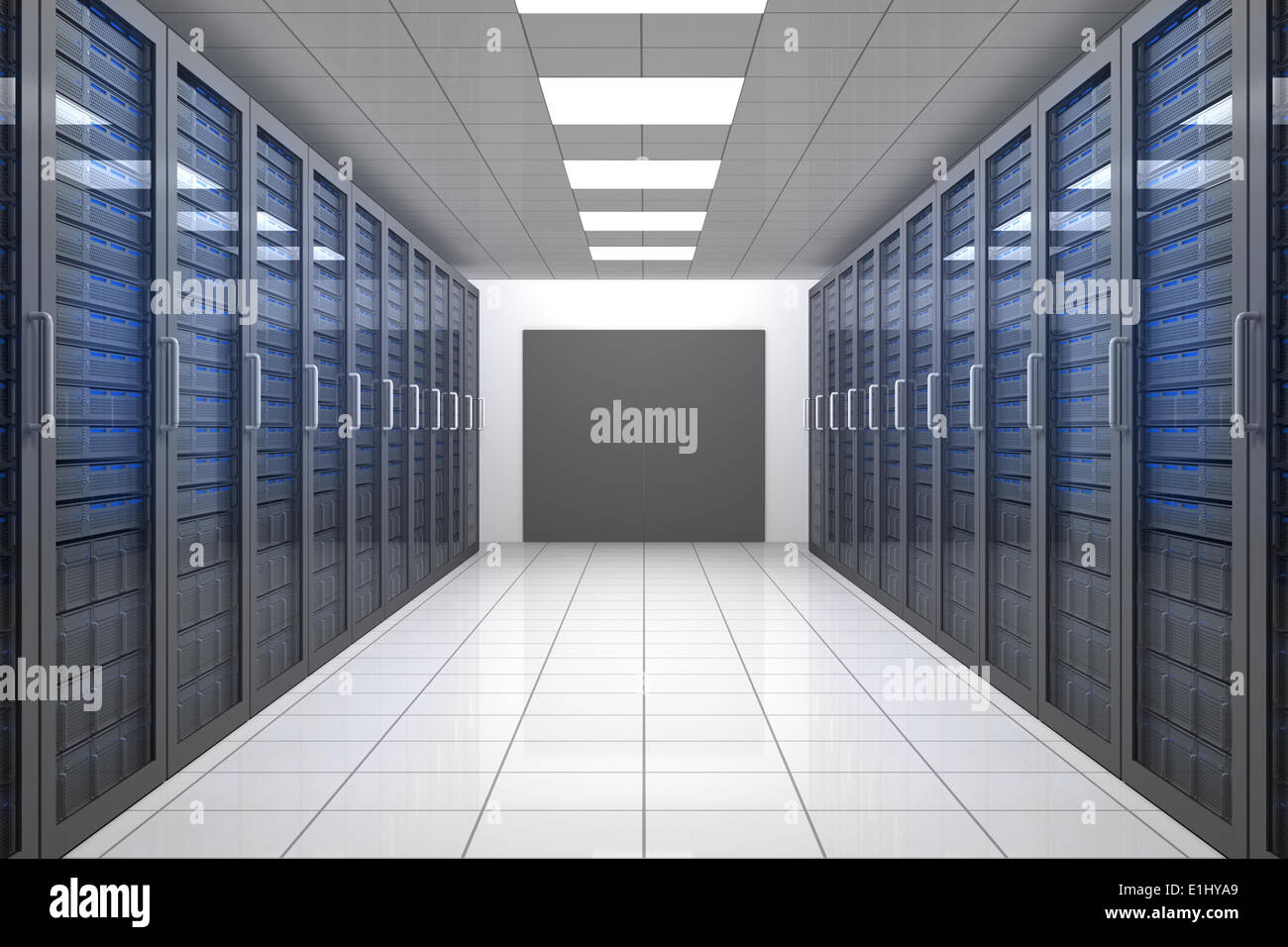 Empty hallway of tower servers Stock Photo - Alamy