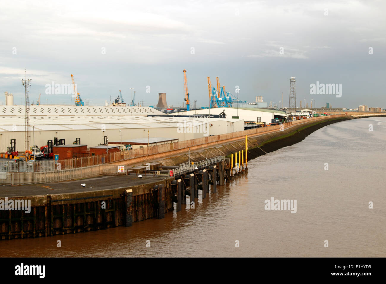 Hull Docks and quayside, taken from a North Sea ferry, East Yorkshire ...