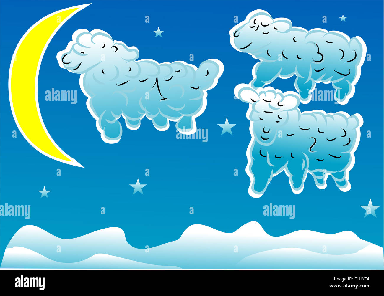 sheeps in the night sky Stock Photo - Alamy