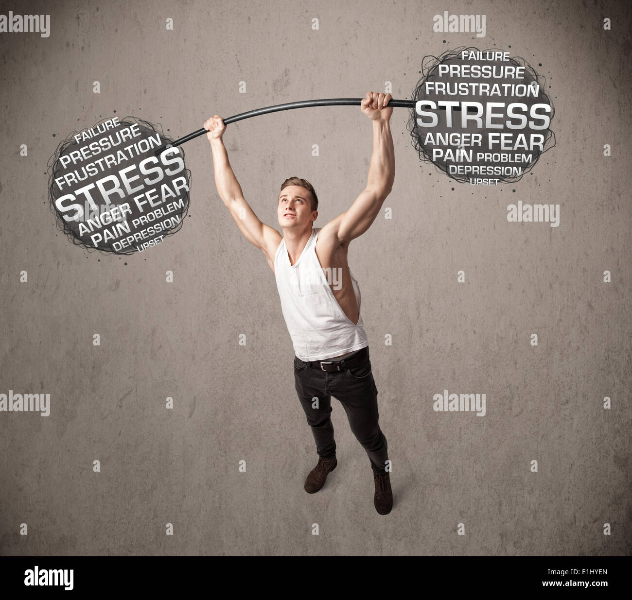 muscular man fighting with stress Stock Photo - Alamy