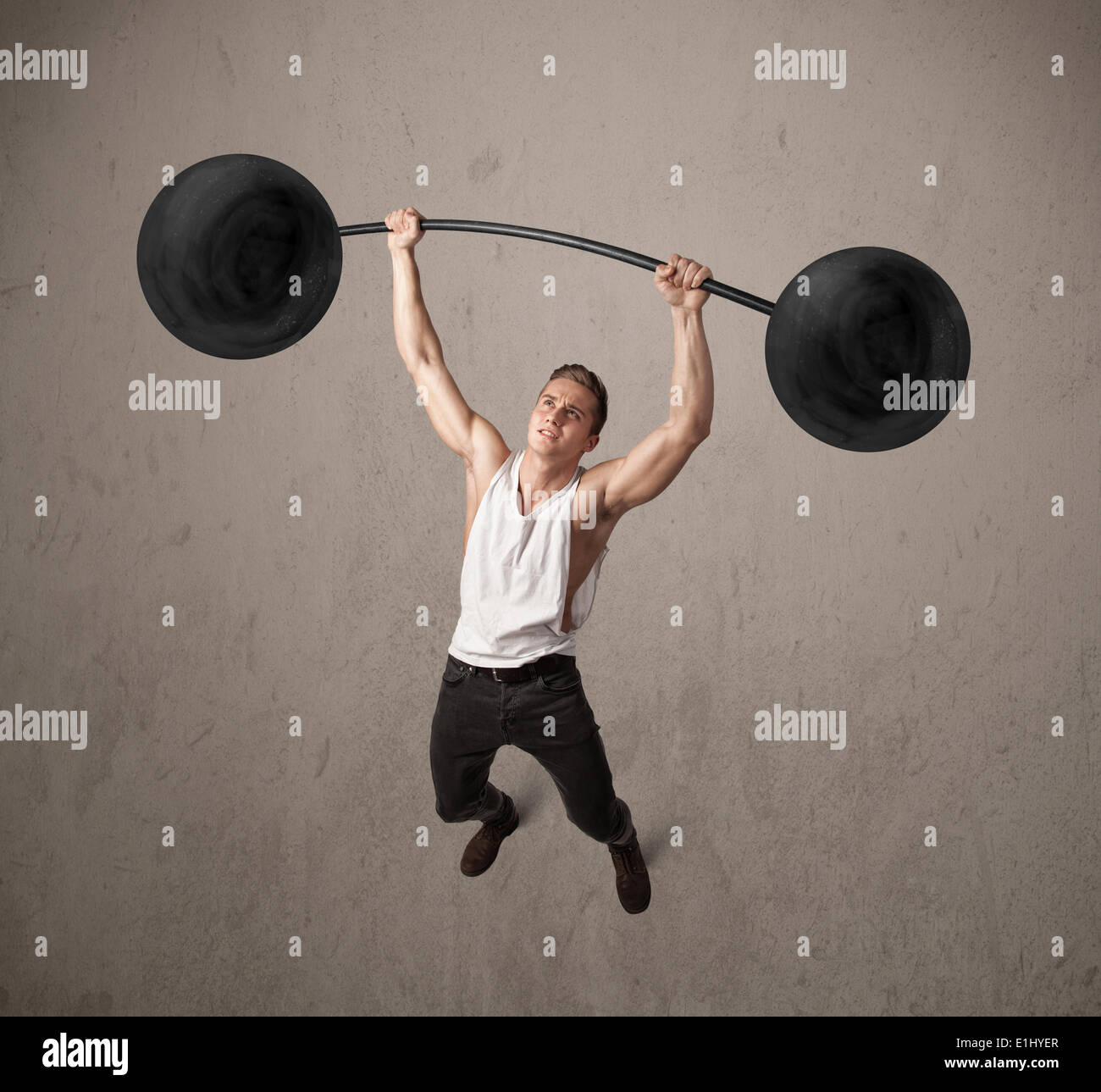 muscular man lifting weights Stock Photo - Alamy
