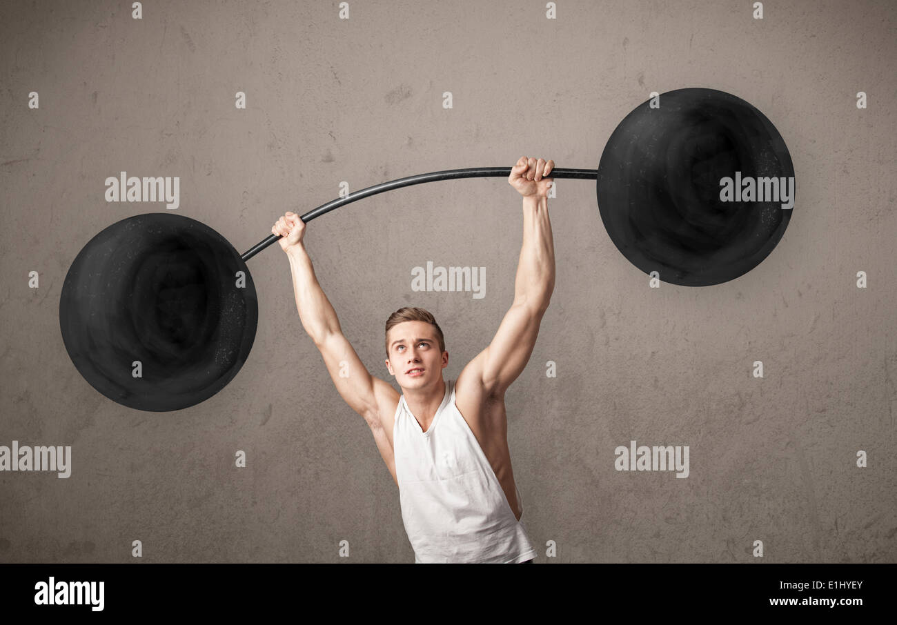 muscular man lifting weights Stock Photo - Alamy