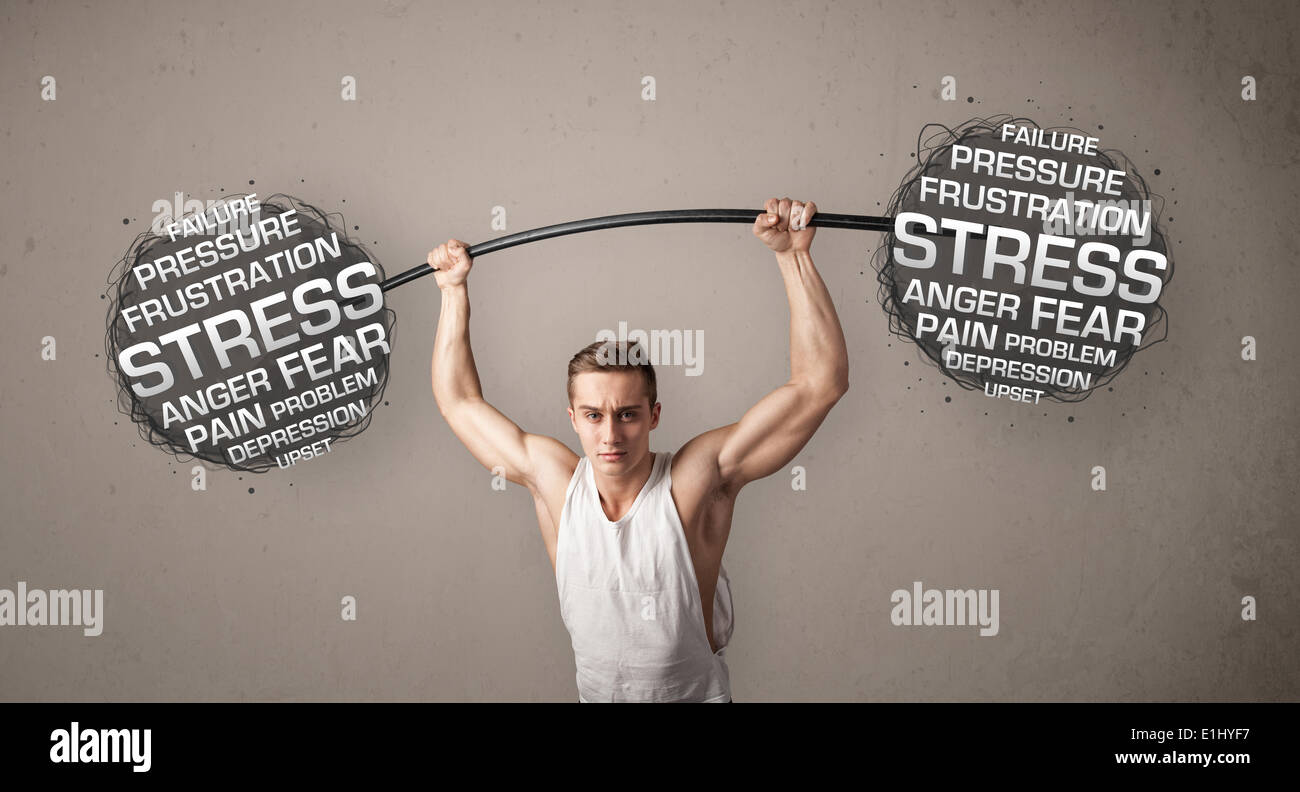 muscular man fighting with stress Stock Photo - Alamy
