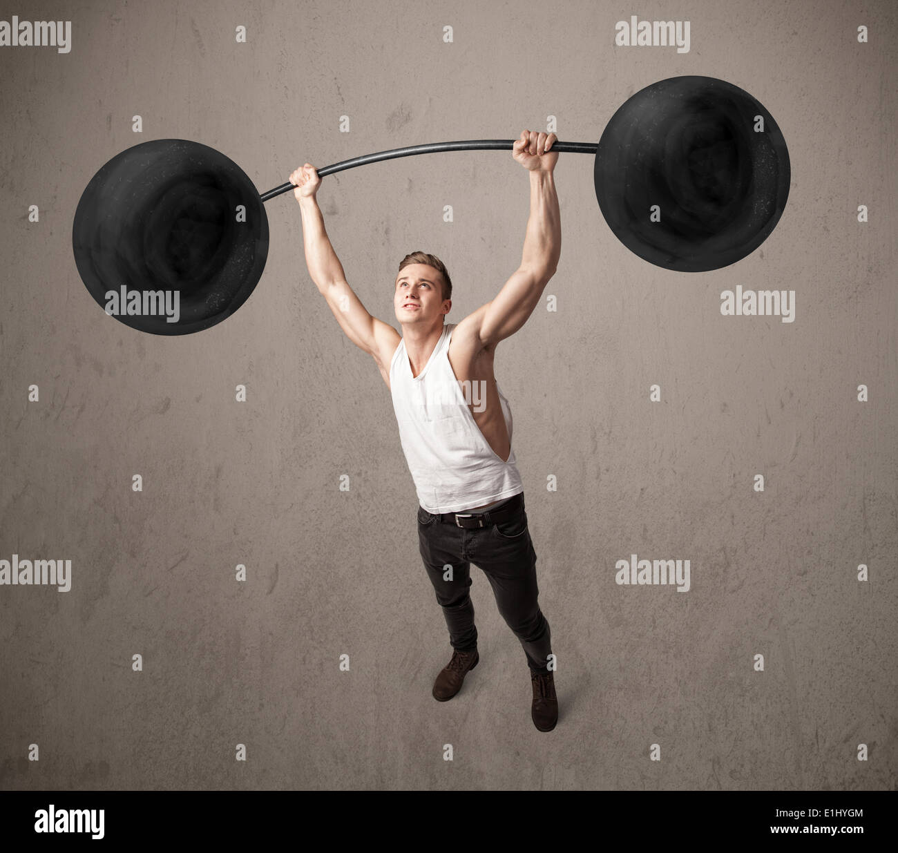 muscular man lifting weights Stock Photo - Alamy