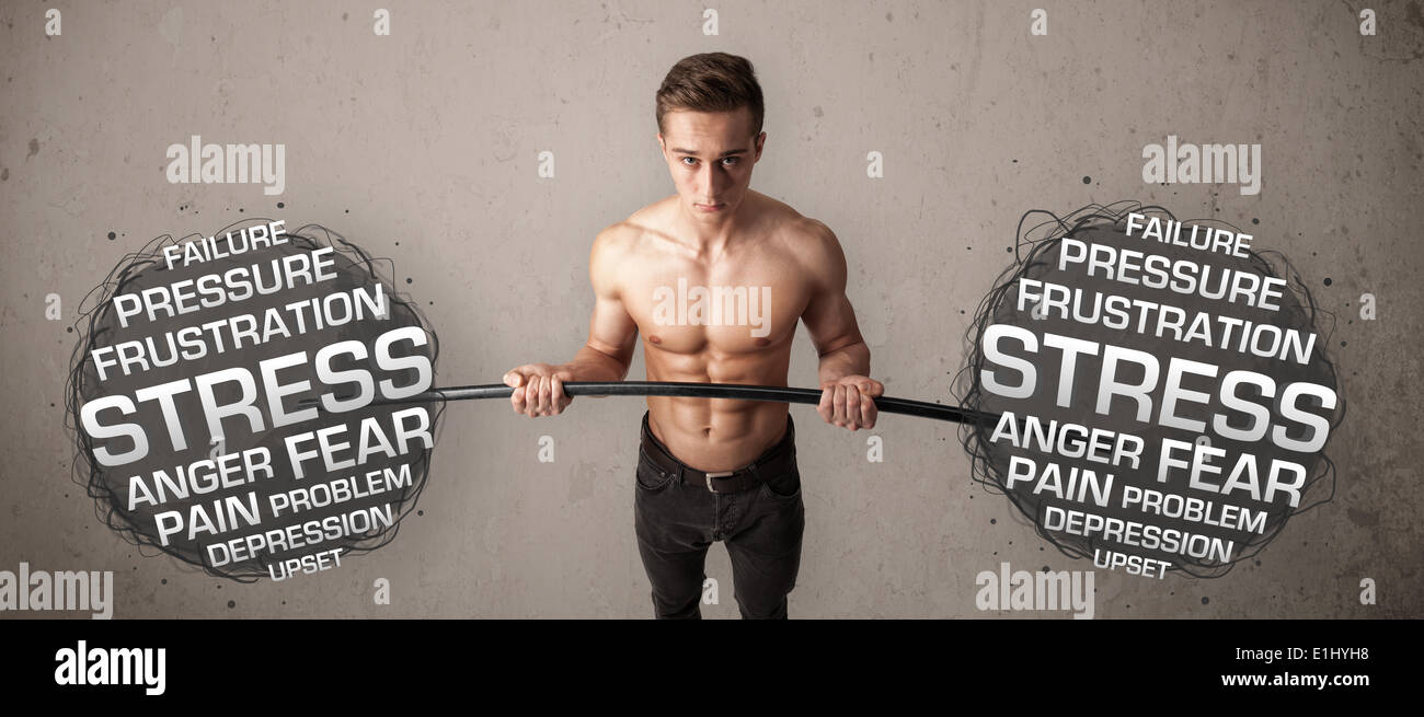 muscular man fighting with stress Stock Photo - Alamy