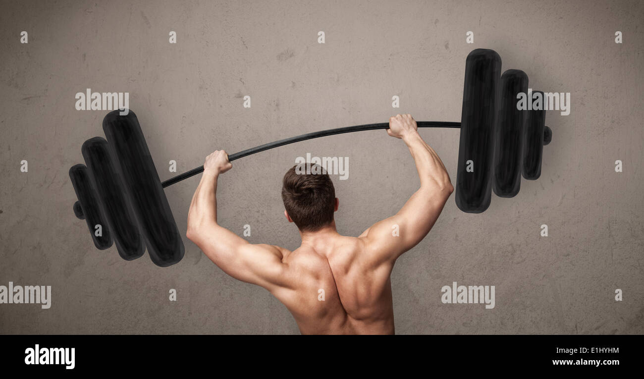 muscular man lifting weights Stock Photo - Alamy