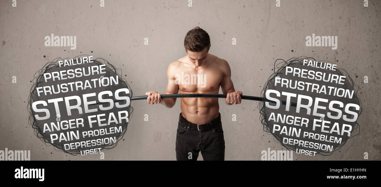 muscular man fighting with stress Stock Photo - Alamy