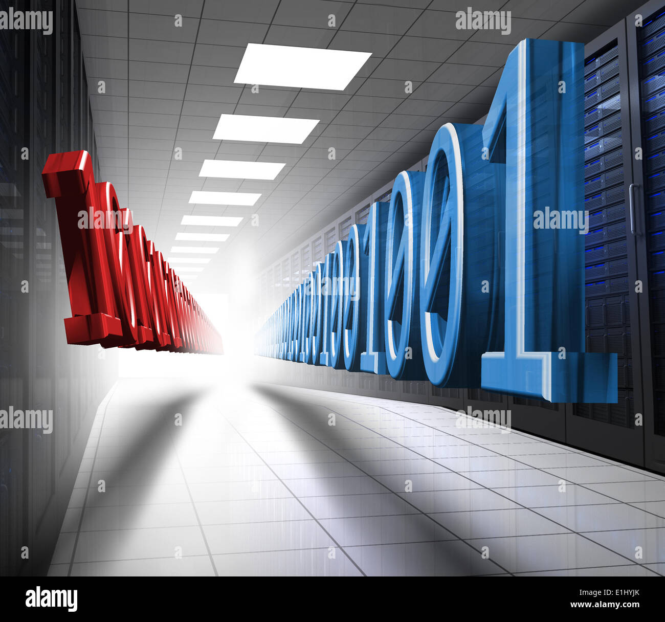 Blue and red binary code in data center Stock Photo - Alamy