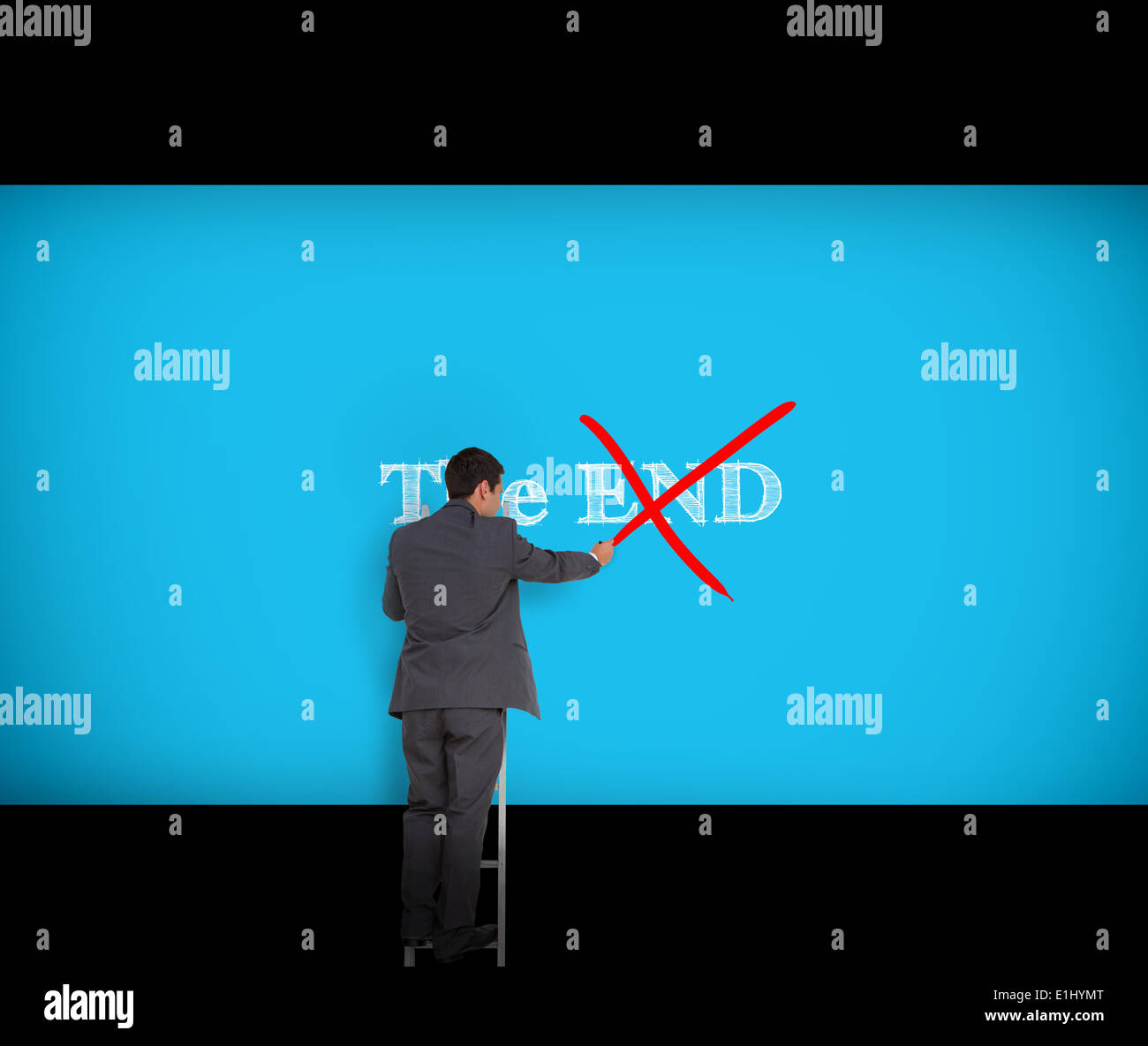 Businessman crossing out the word end Stock Photo - Alamy Businessman crossing out the word end Stock Photo - Alamy