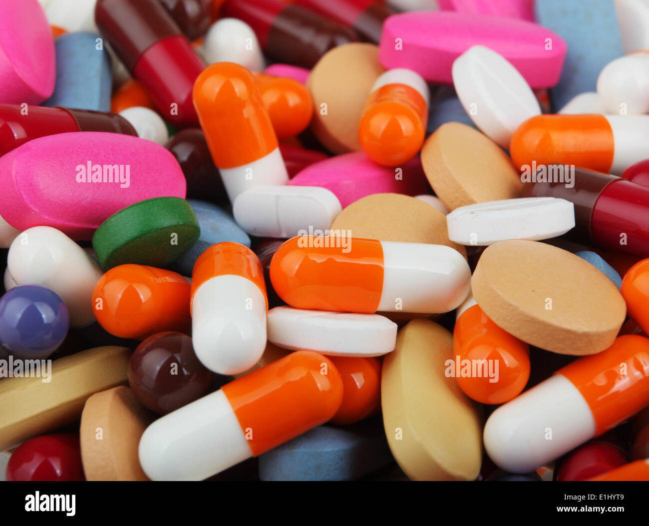 Pills Of Many Shapes Grouped Together Stock Photo - Alamy