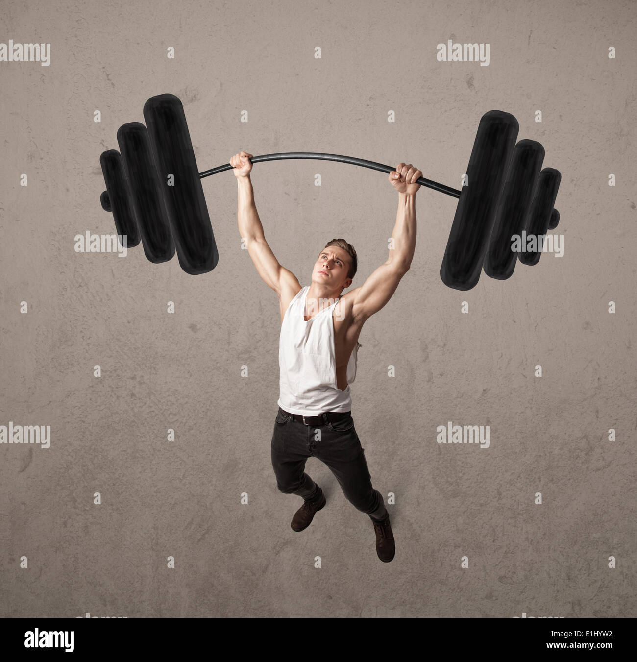muscular man lifting weights Stock Photo - Alamy