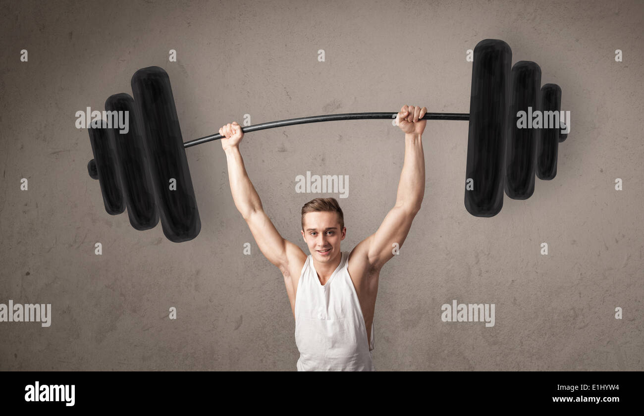 muscular man lifting weights Stock Photo - Alamy