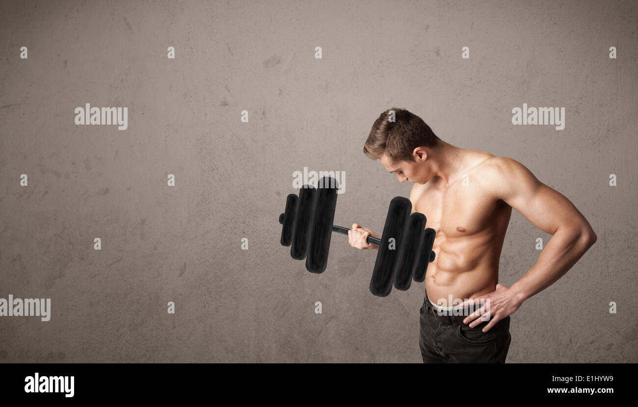 muscular man lifting weights Stock Photo - Alamy