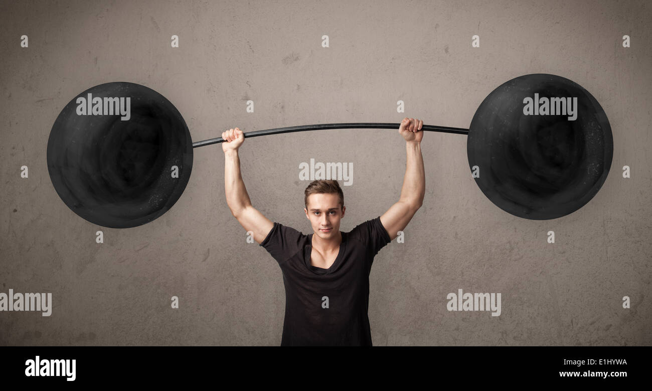 muscular man lifting weights Stock Photo - Alamy