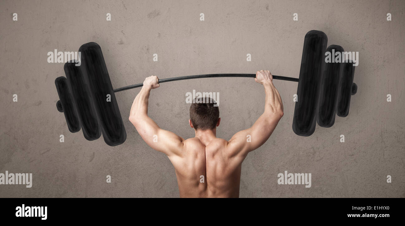 muscular man lifting weights Stock Photo - Alamy