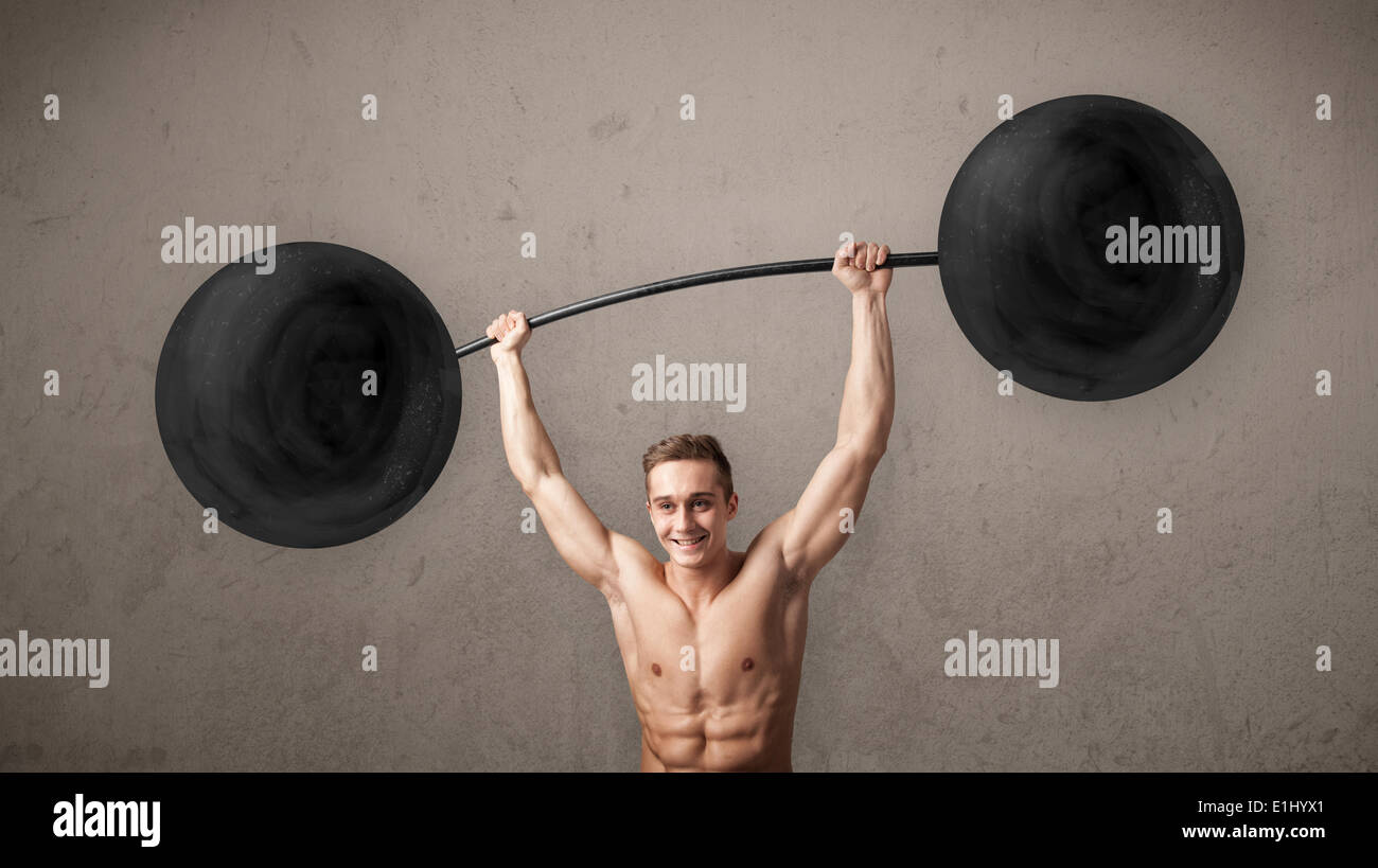 muscular man lifting weights Stock Photo - Alamy