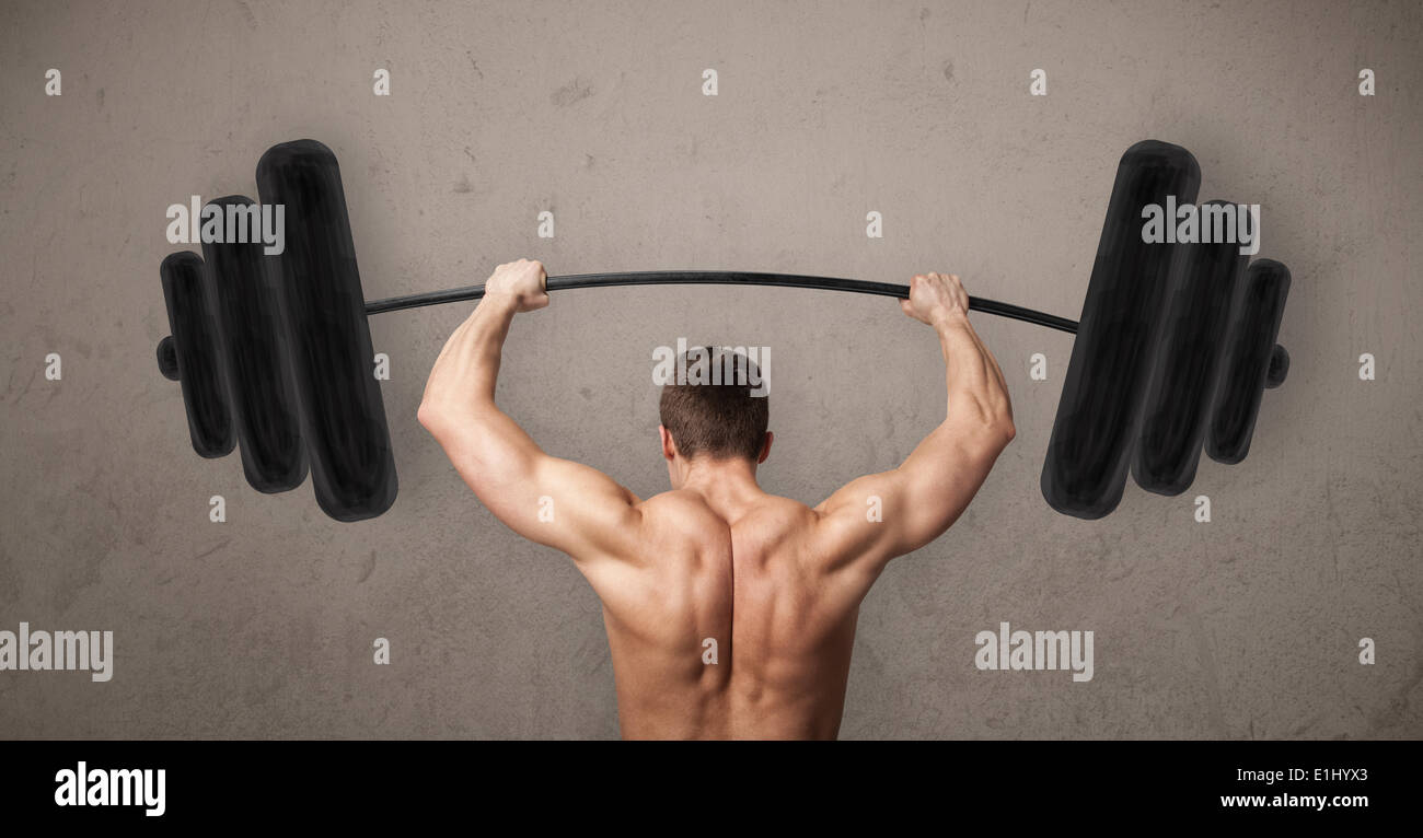 muscular man lifting weights Stock Photo - Alamy