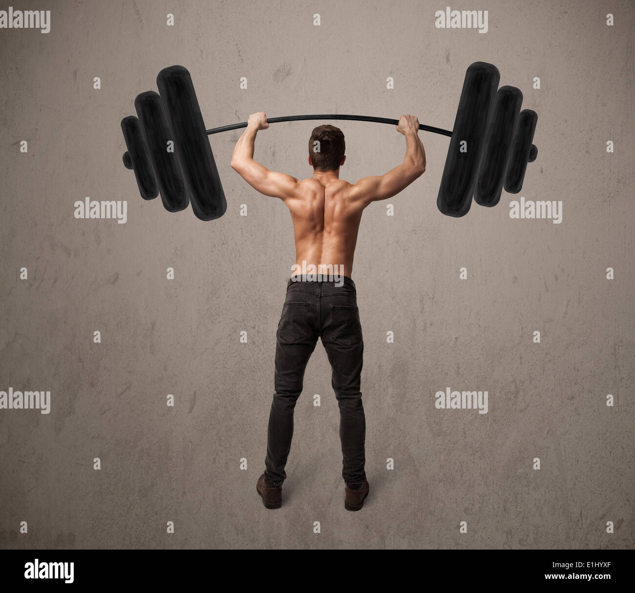 muscular man lifting weights Stock Photo - Alamy