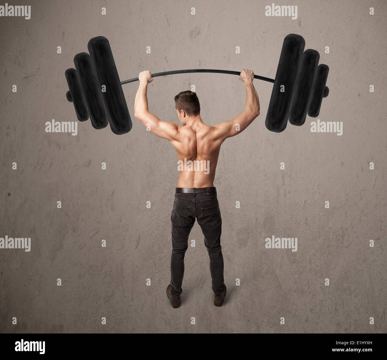 muscular man lifting weights Stock Photo - Alamy