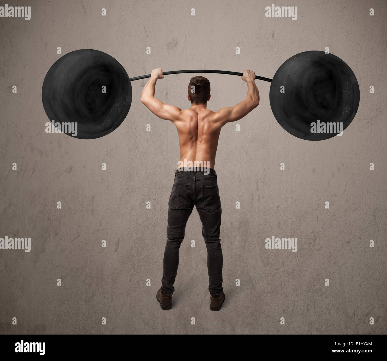 muscular man lifting weights Stock Photo - Alamy
