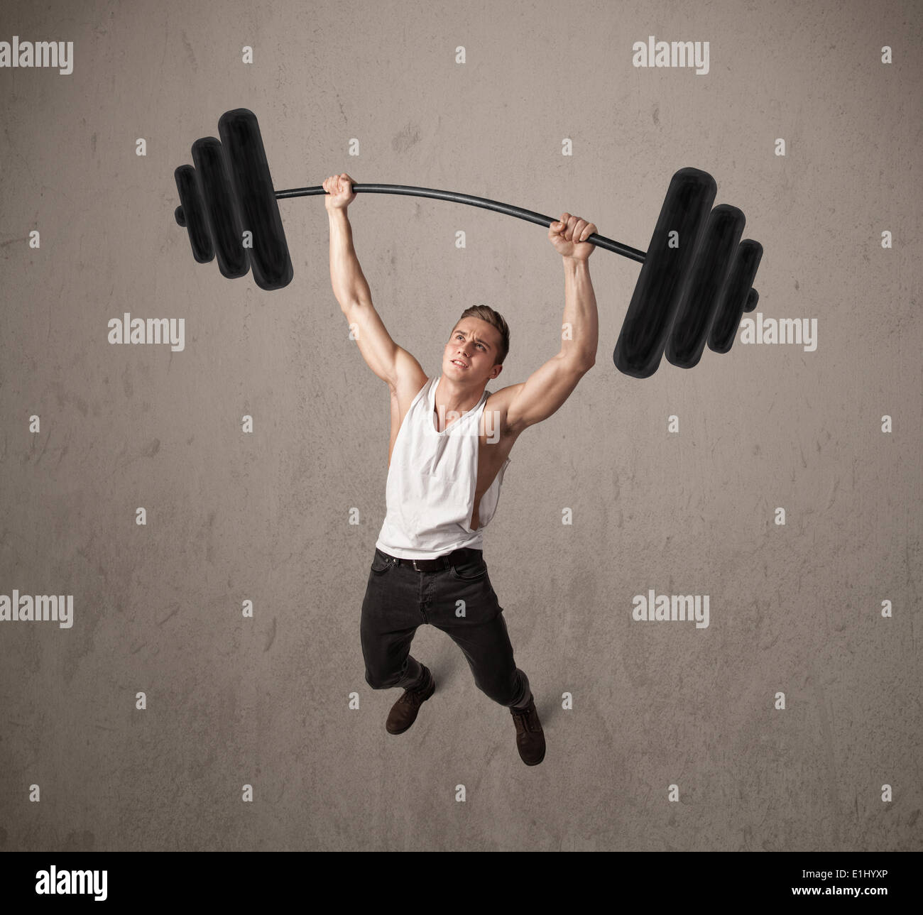 muscular man lifting weights Stock Photo - Alamy