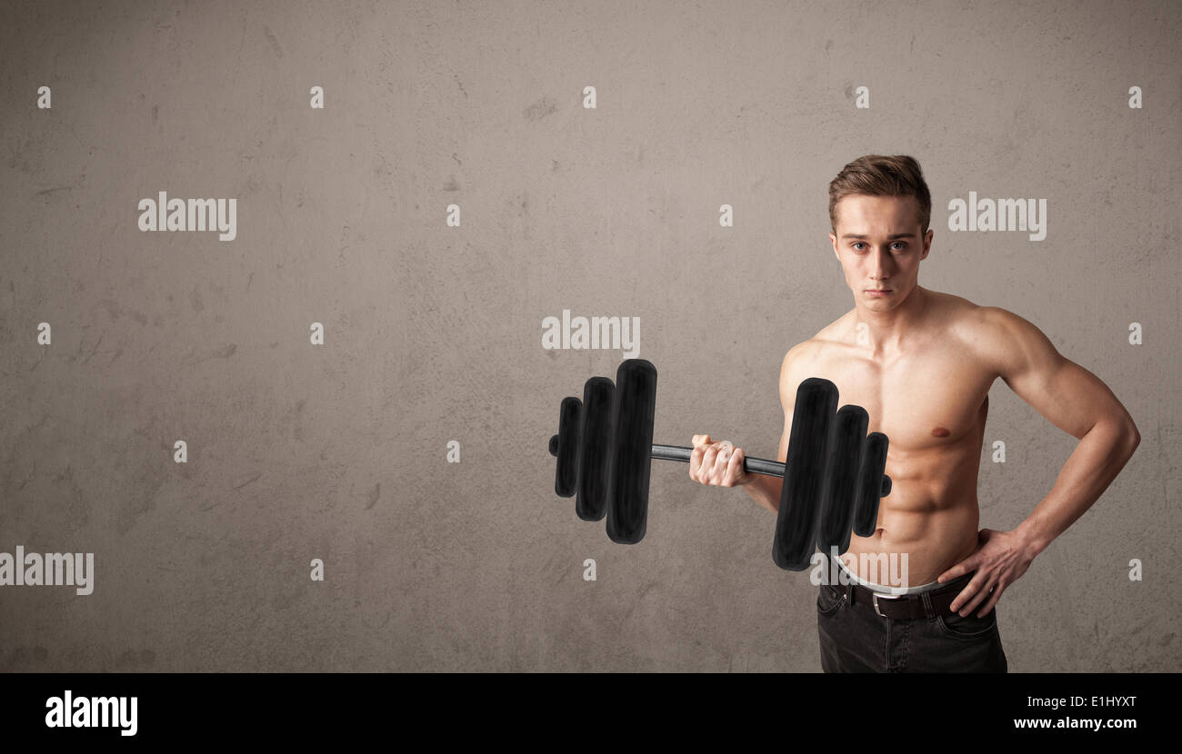 muscular man lifting weights Stock Photo - Alamy