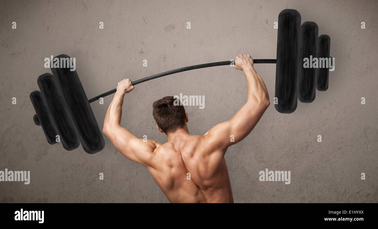 muscular man lifting weights Stock Photo - Alamy