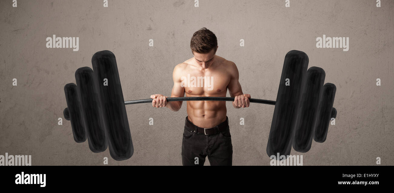 muscular man lifting weights Stock Photo - Alamy