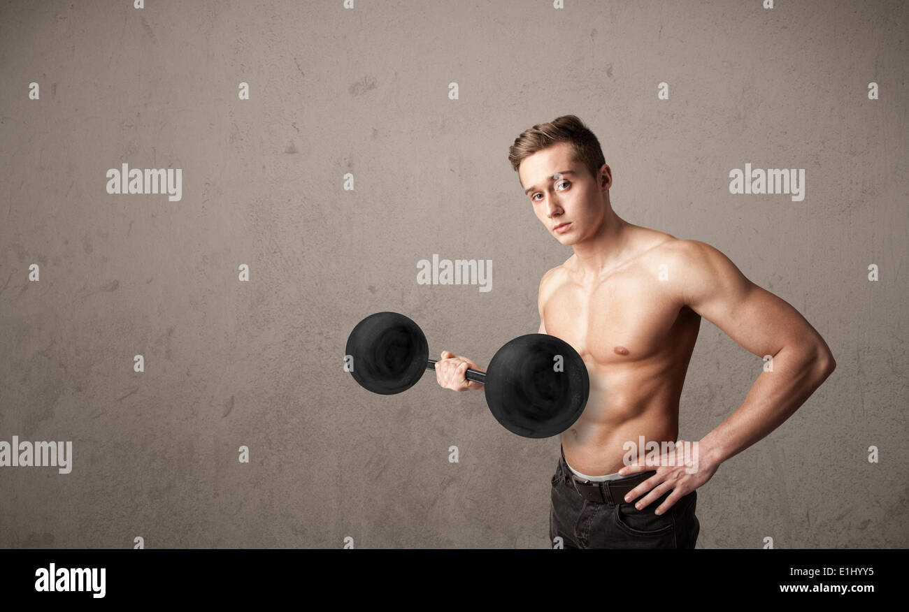 muscular man lifting weights Stock Photo - Alamy