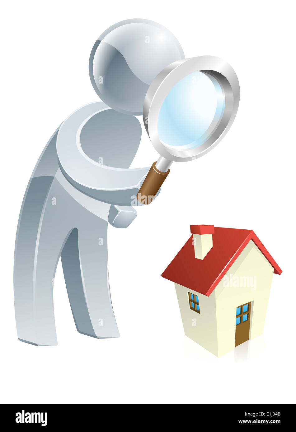 Person looking at a a house with a magnifying glass, could be searching ...