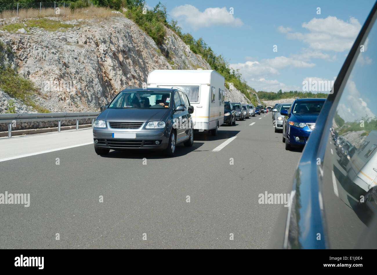 Cars Waiting in the Traffic Jam on the Croatian Motorway Stock Photo ...