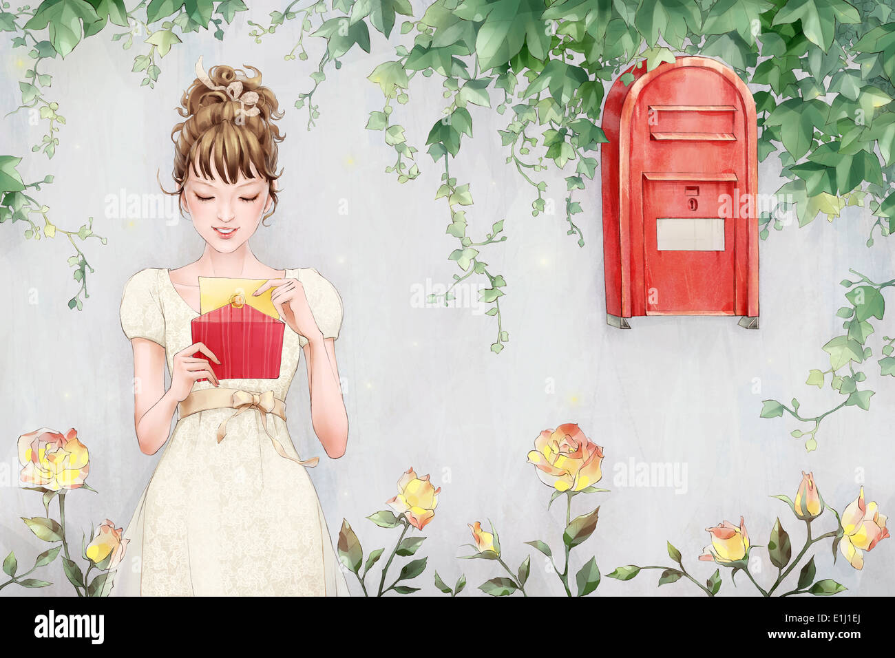 Beautiful girl reading letter Stock Photo - Alamy Beautiful girl reading letter Stock Photo - Alamy