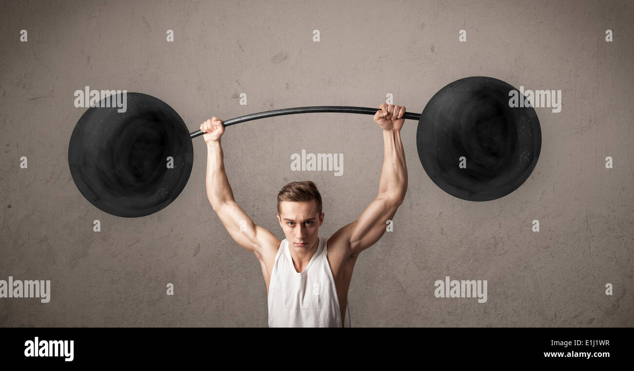 muscular man lifting weights Stock Photo - Alamy