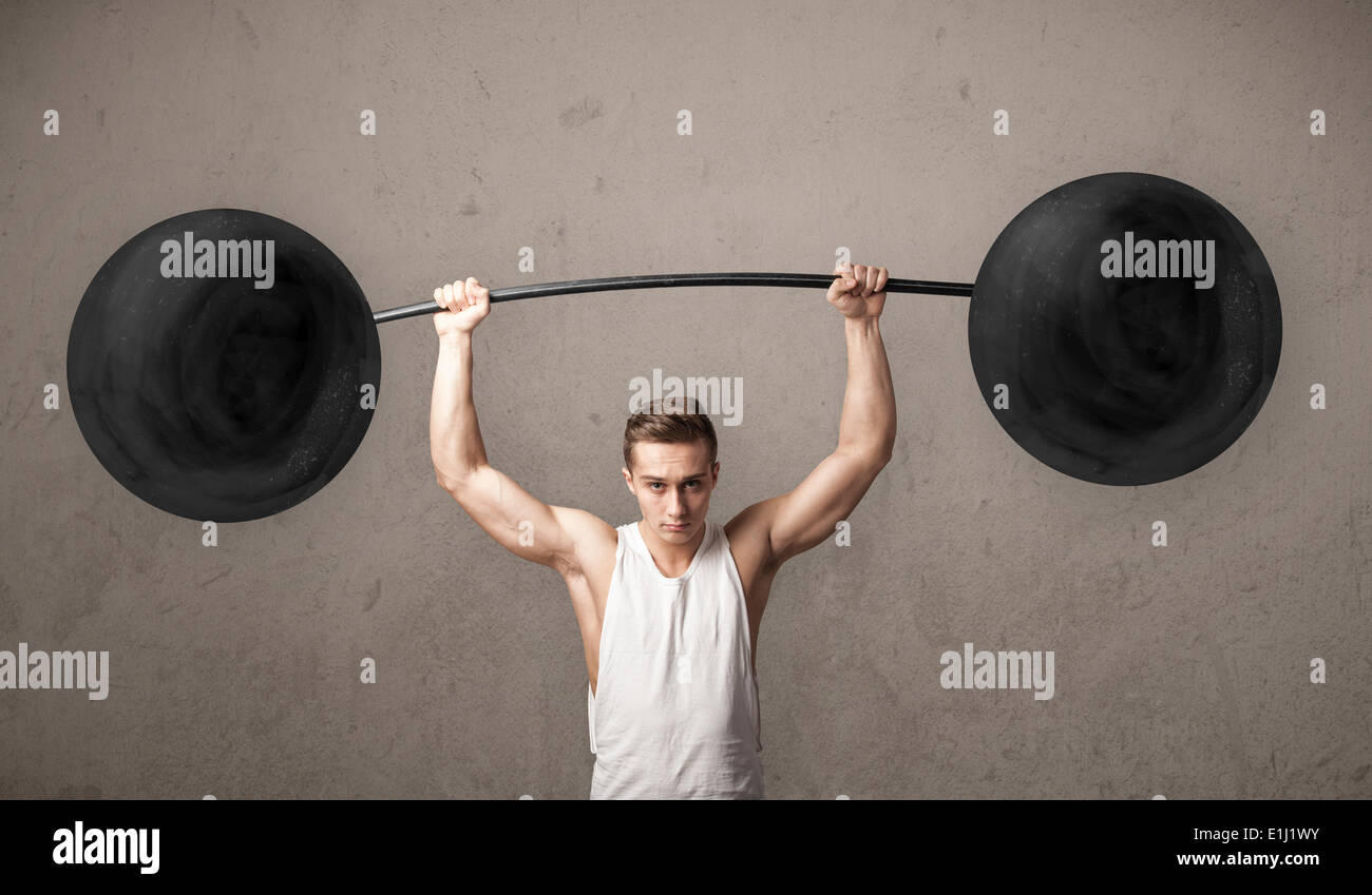 muscular man lifting weights Stock Photo - Alamy