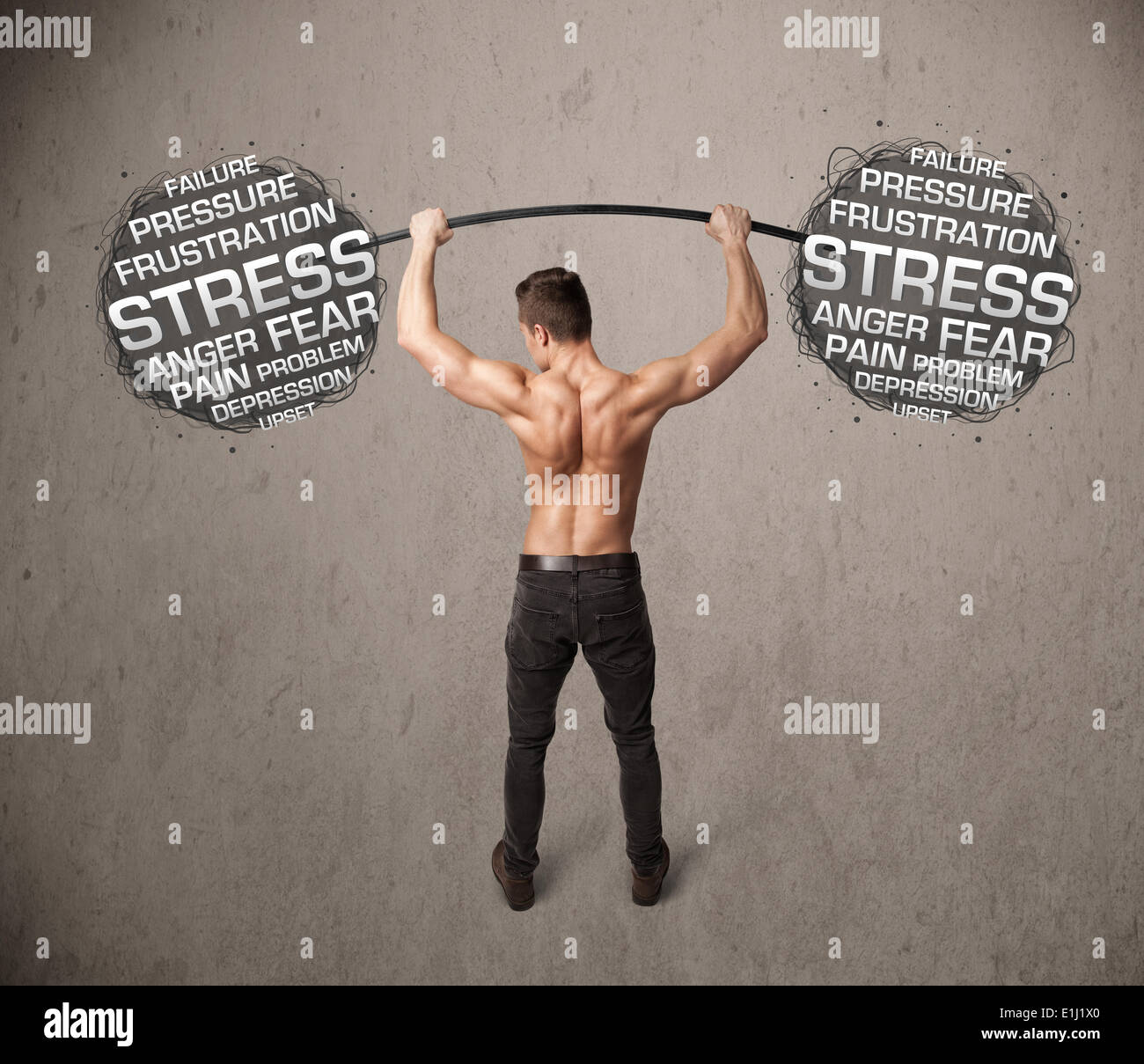 muscular man fighting with stress Stock Photo - Alamy