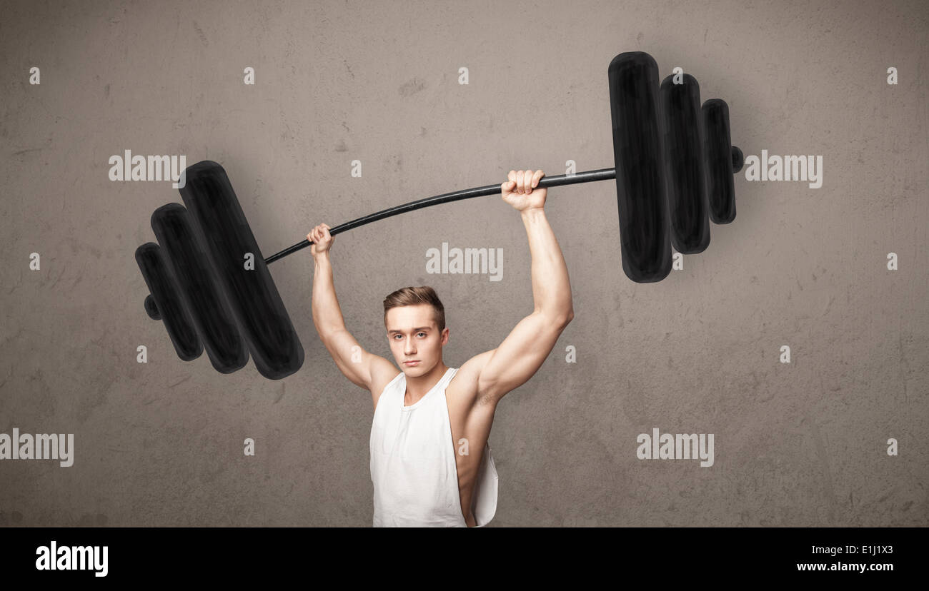 muscular man lifting weights Stock Photo - Alamy