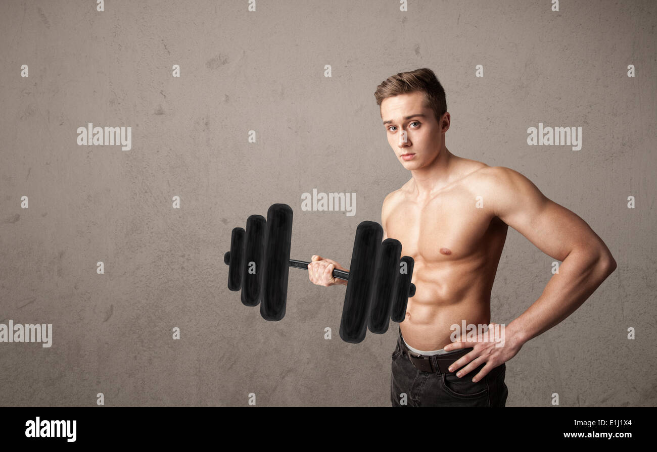 muscular man lifting weights Stock Photo - Alamy