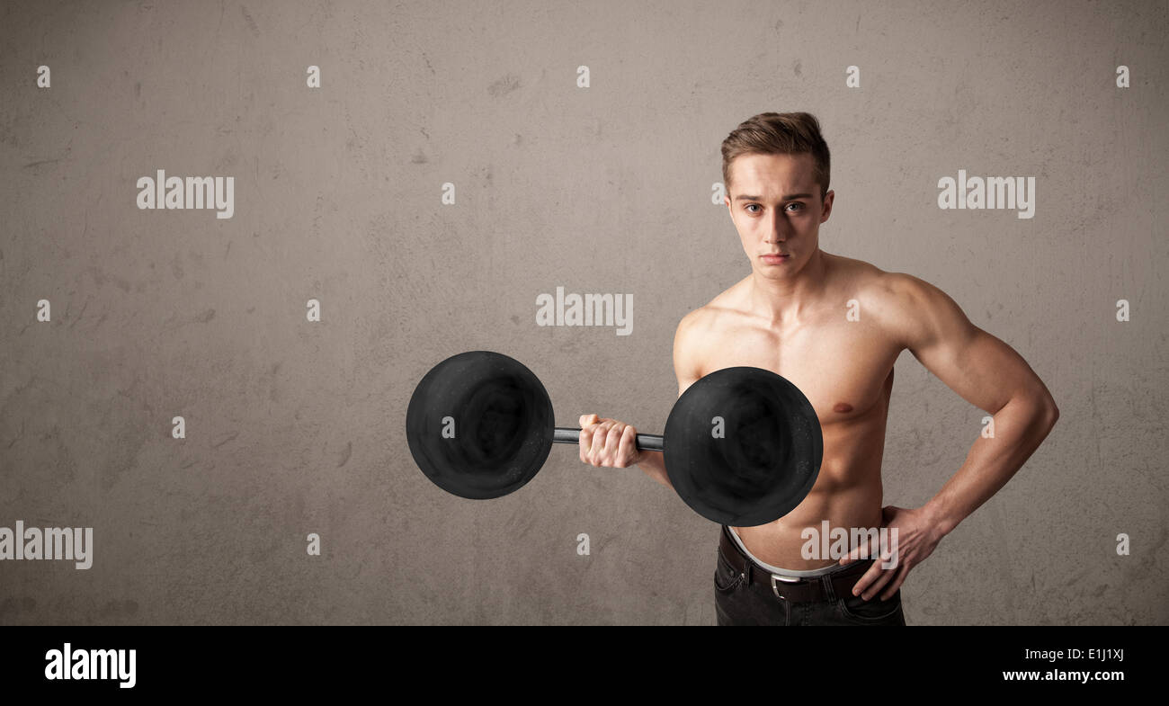muscular man lifting weights Stock Photo - Alamy