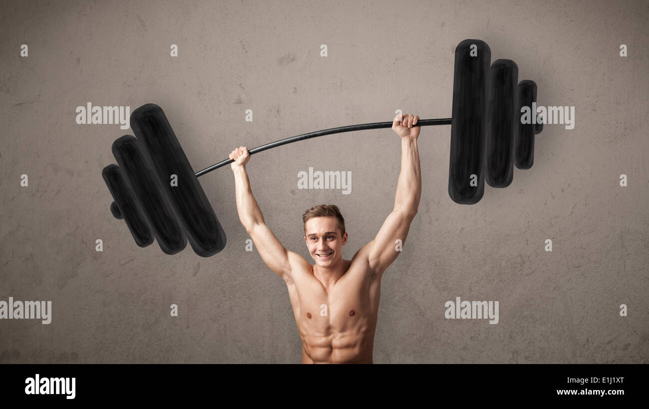 muscular man lifting weights Stock Photo - Alamy