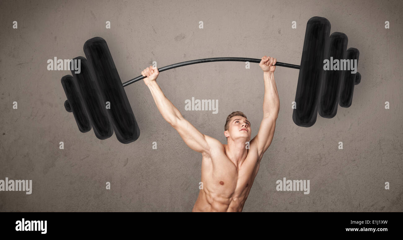 muscular man lifting weights Stock Photo - Alamy